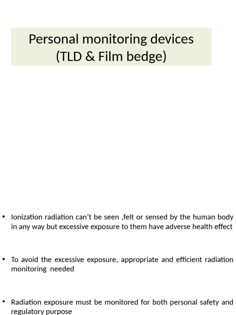 Personal Monitoring Devices for Radiation Safety | PDF | Dosimetry ...