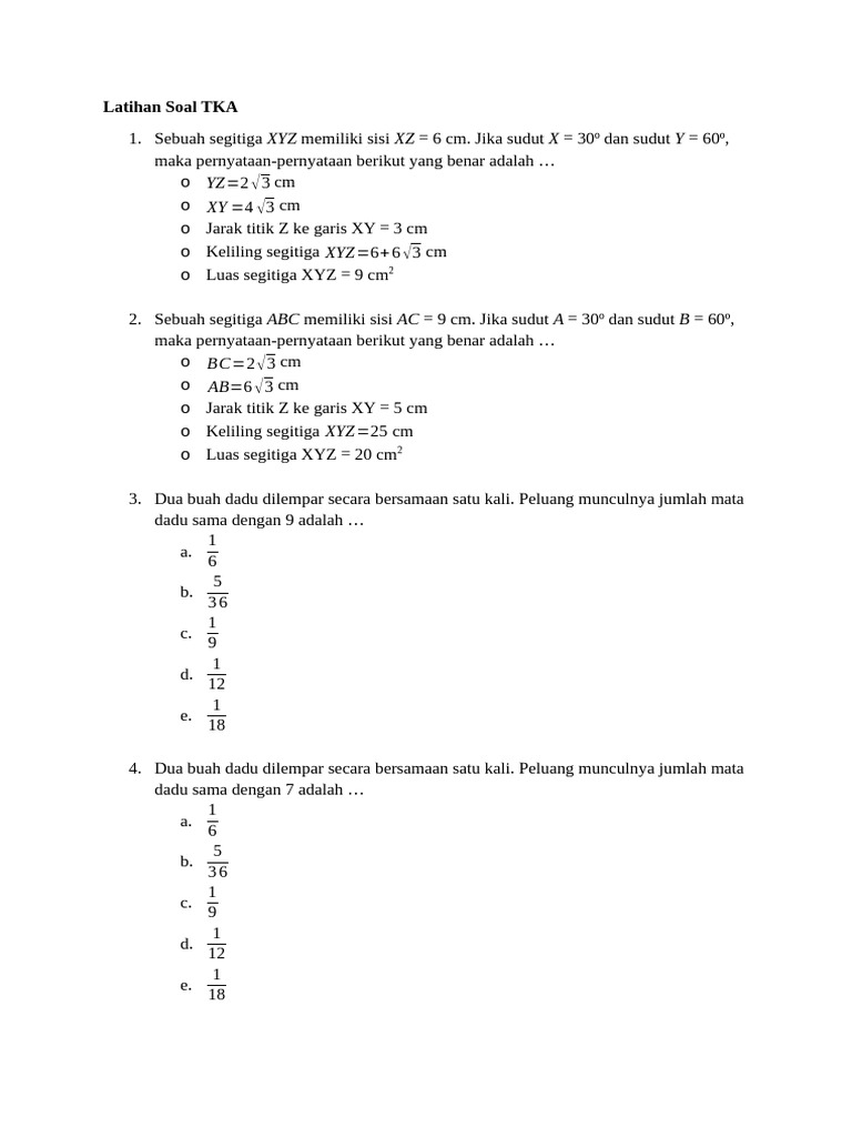 Latihan Soal TKA | PDF