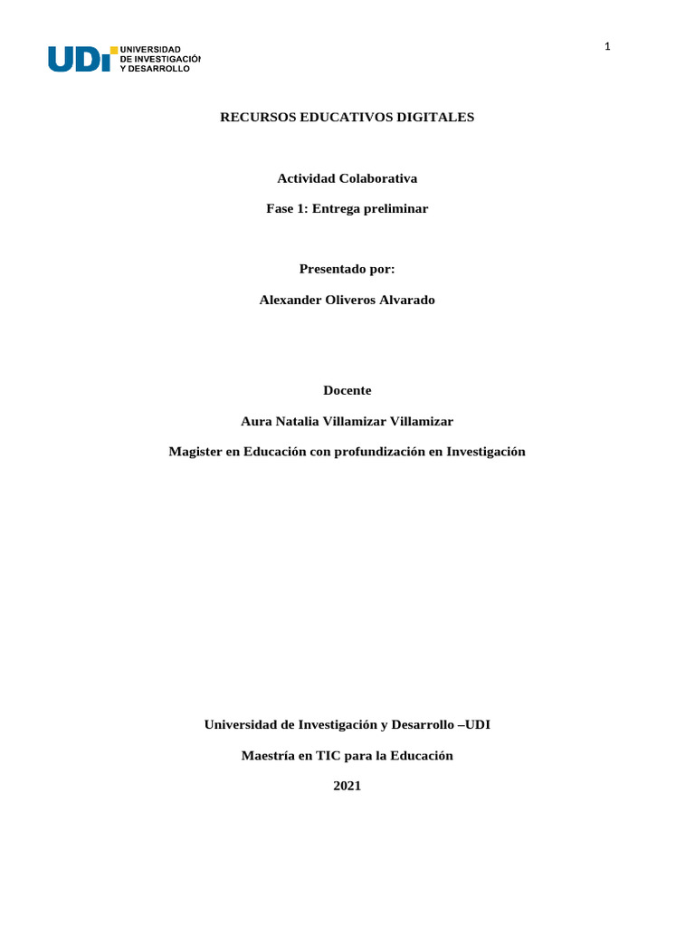 Actividad Colaborativa Fase 1 Alexander Oliveros Alvarado | PDF ...