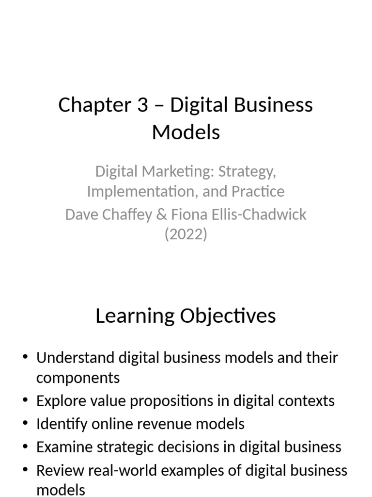 Chapter 3 Digital Business Models | PDF