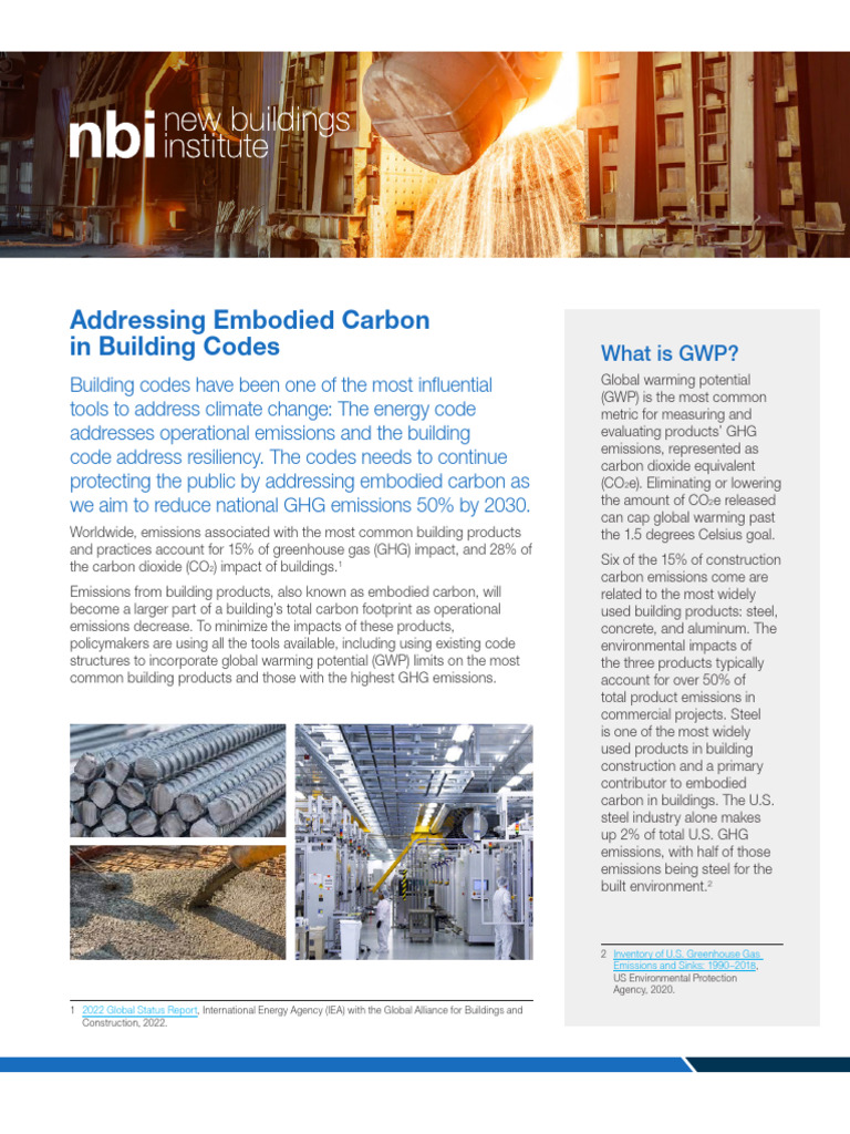 NBI Embodied-Carbon-Codes Factsheet v2 | PDF | Climate Change Mitigation | Greenhouse Gas