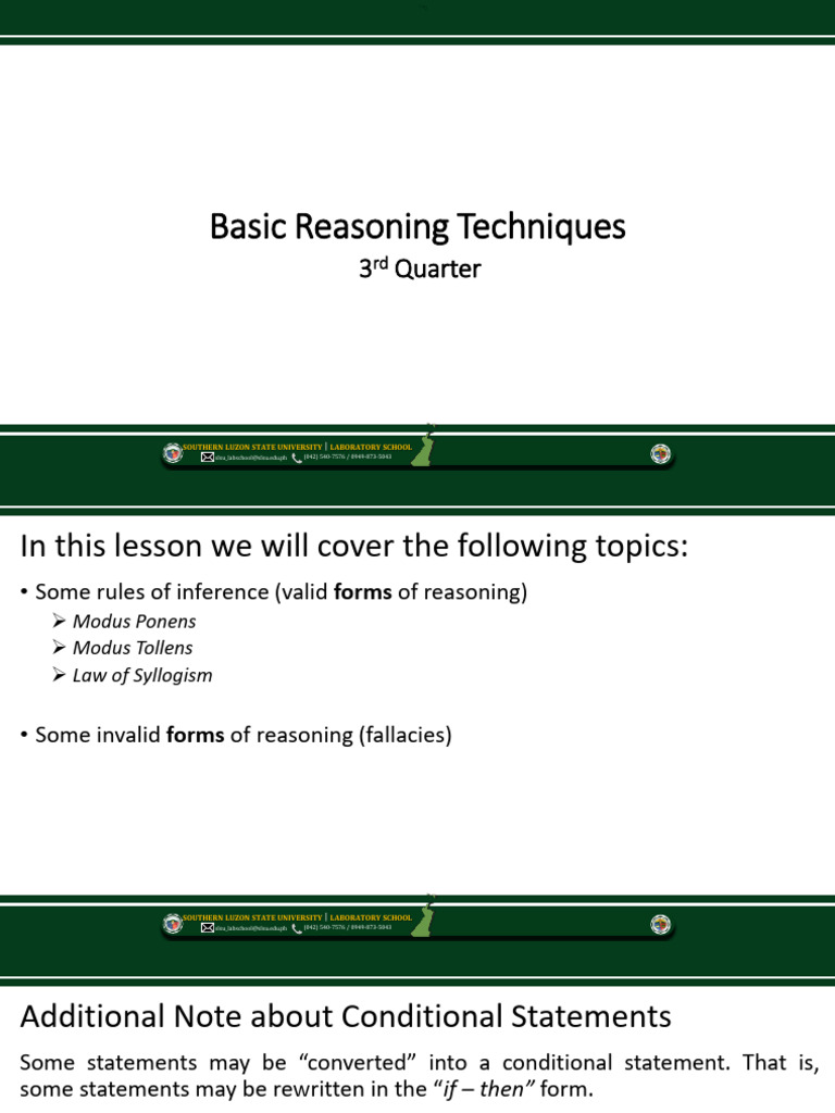 Basic Reasoning Techniques | PDF | Deductive Reasoning | Argument