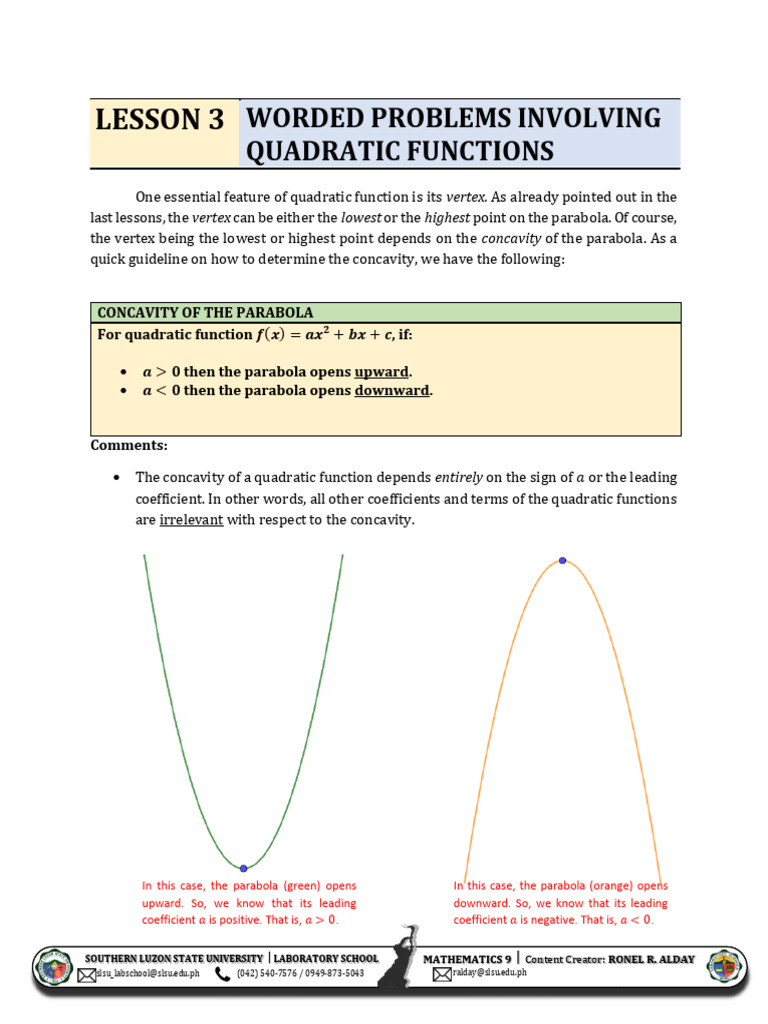 Understanding Quadratic Function Vertex | PDF | Function (Mathematics ...