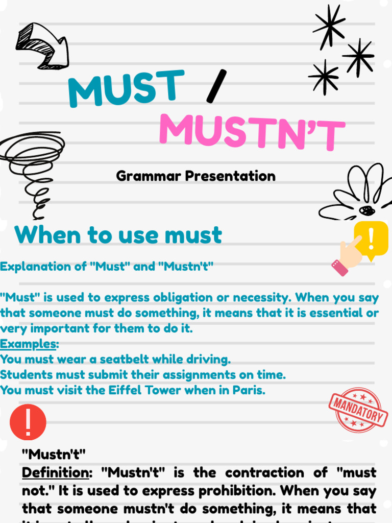 Must and Mustn't Grammar Presentation | PDF