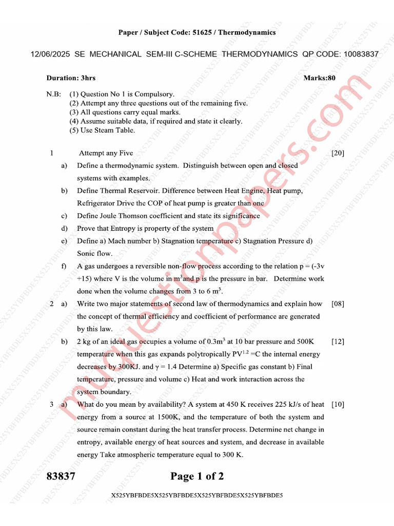 3025 Summerbe - Mechanical Engineering - Semester 5 - 2024 - May ...