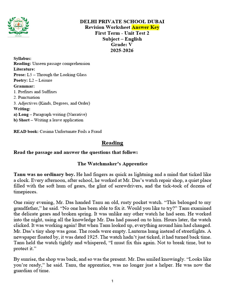 English Answer Key To Revision Worksheet For UT2 | PDF | Planets | Outer Space