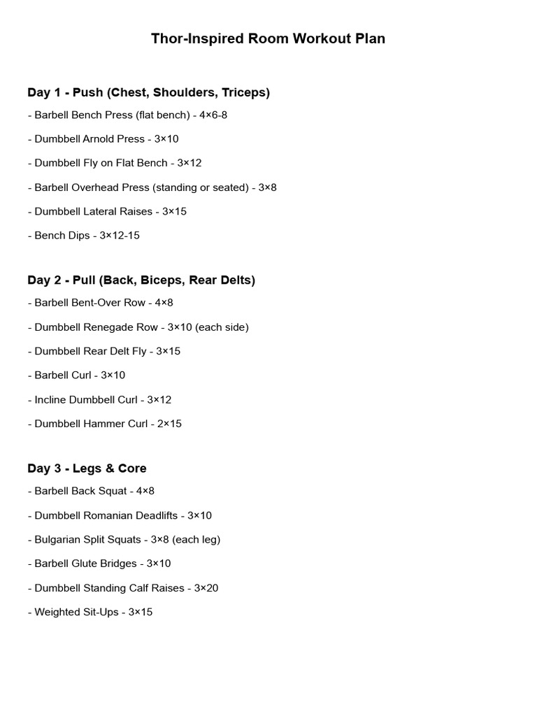 Thor-Inspired Workout Routine PDF | PDF