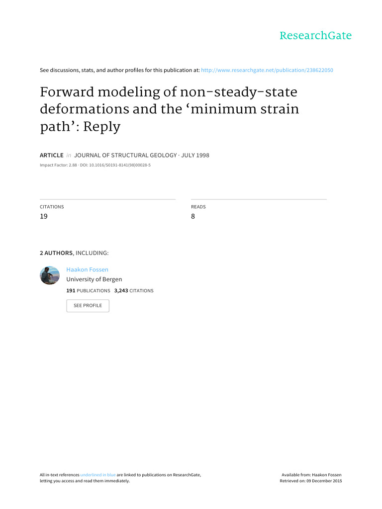 Forward Modeling of Non-Steady-State Deformations and The Minimum ...