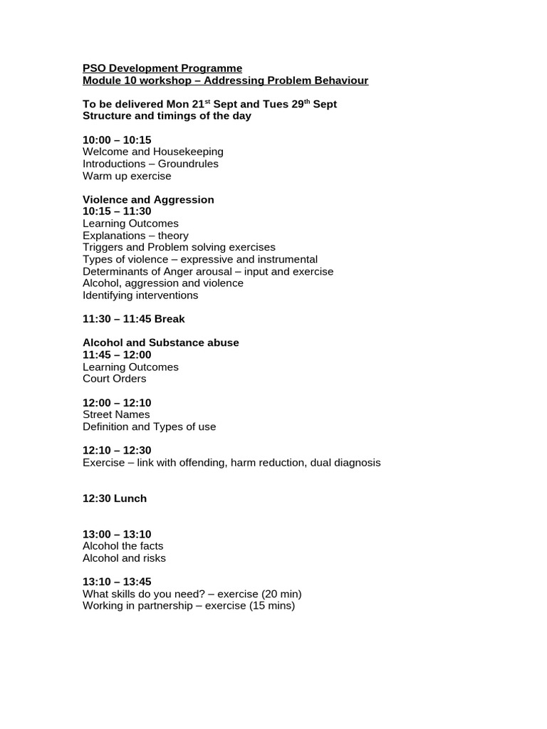 Addressing Problem Behaviour Workshop | PDF