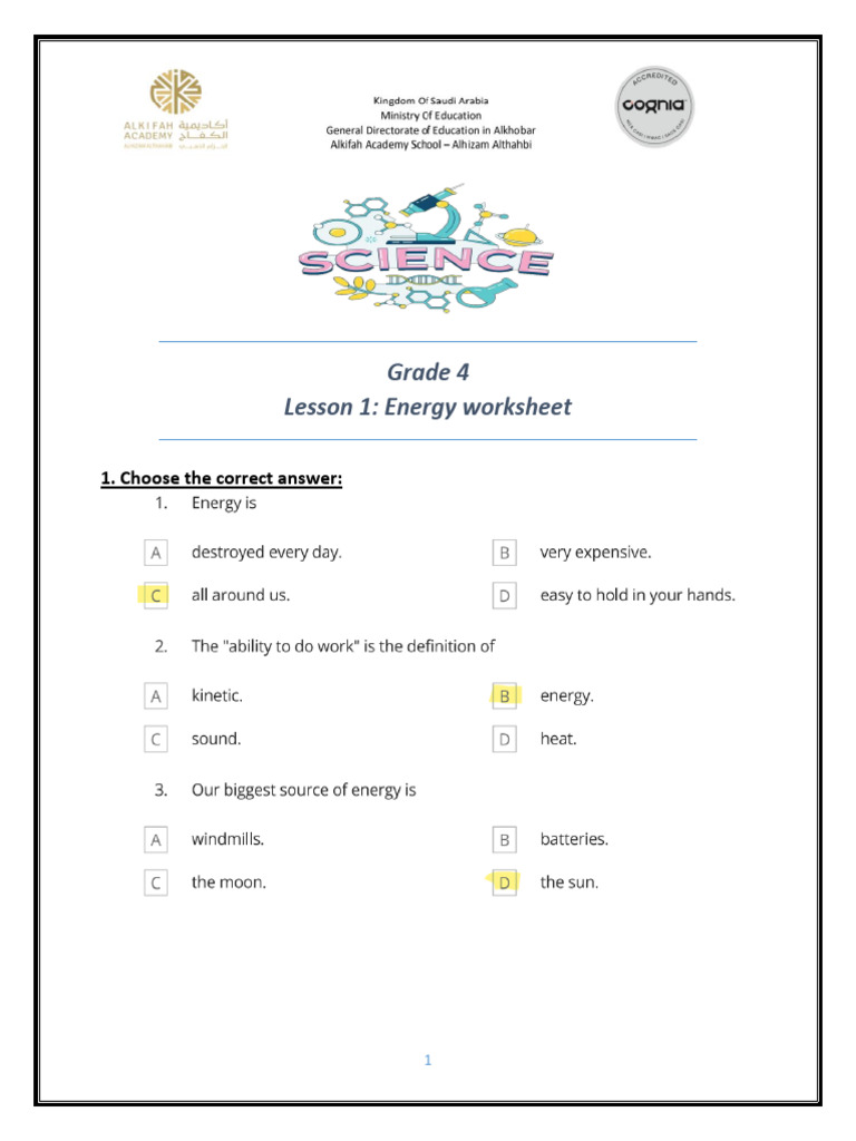 Grade 4 Worksheet 1 | PDF