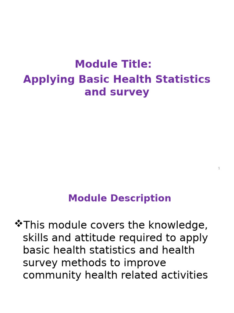 Applying Health Statistics in Surveys | PDF | Ratio | Level Of Measurement