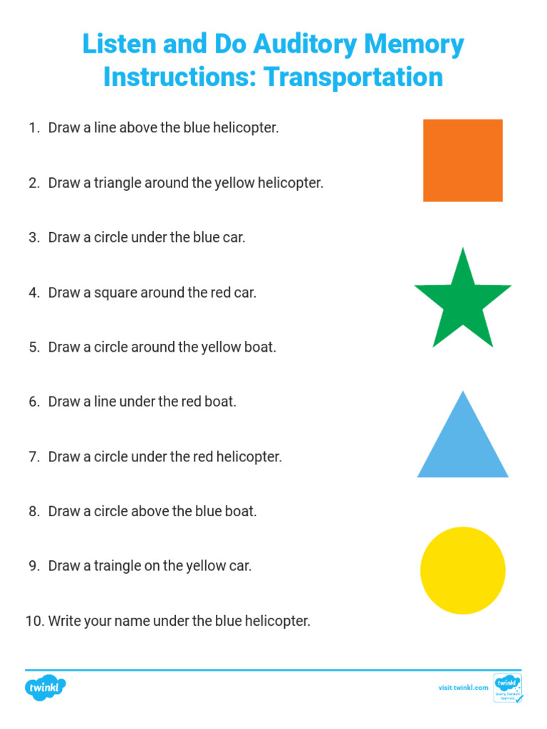Listen and Do 3 Four Word Level Activity | PDF