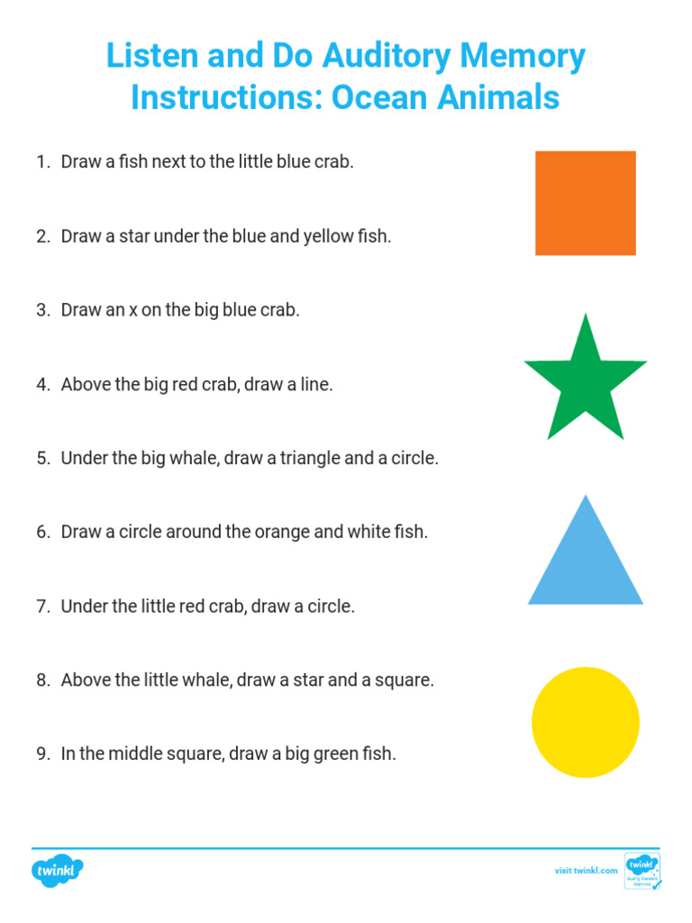 Auditory Memory Activity: Ocean Animals | PDF