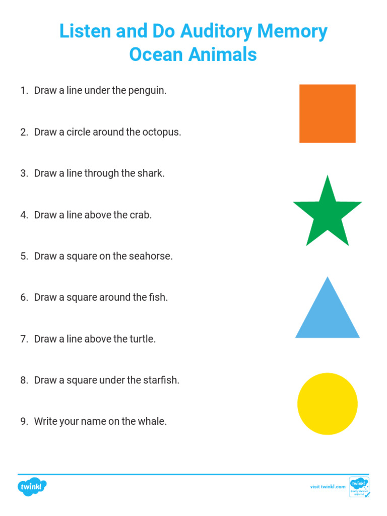 Listen and Do 3 Three Word Level Activity | PDF