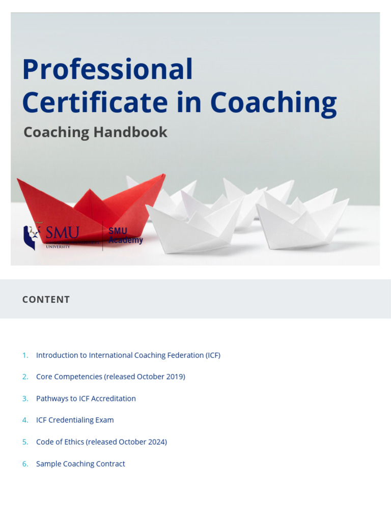 SMU PCC Coaching Handbook Portfolio Pathway 2025 v1 | PDF | Conflict Of Interest | Confidentiality