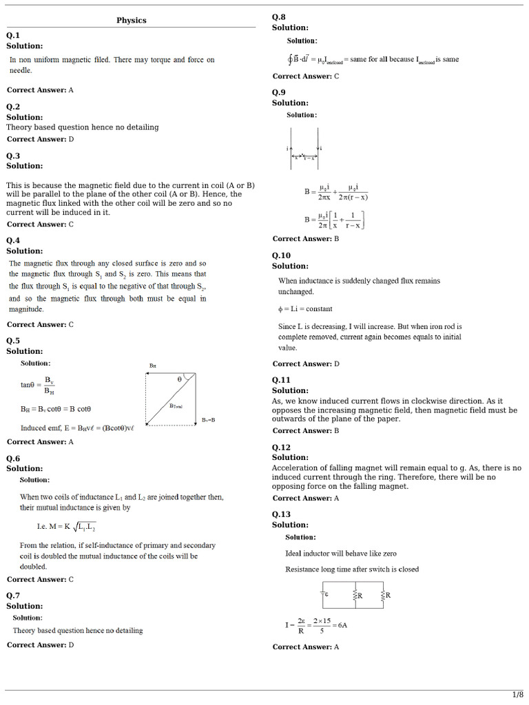 12 Neet Test Paper 11-10-2025 Solution PDF | PDF | Electromagnetic ...