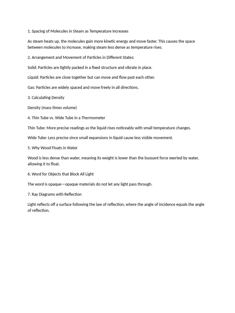 End of Year 8 Physics Revision | PDF | Light | Atmosphere Of Earth