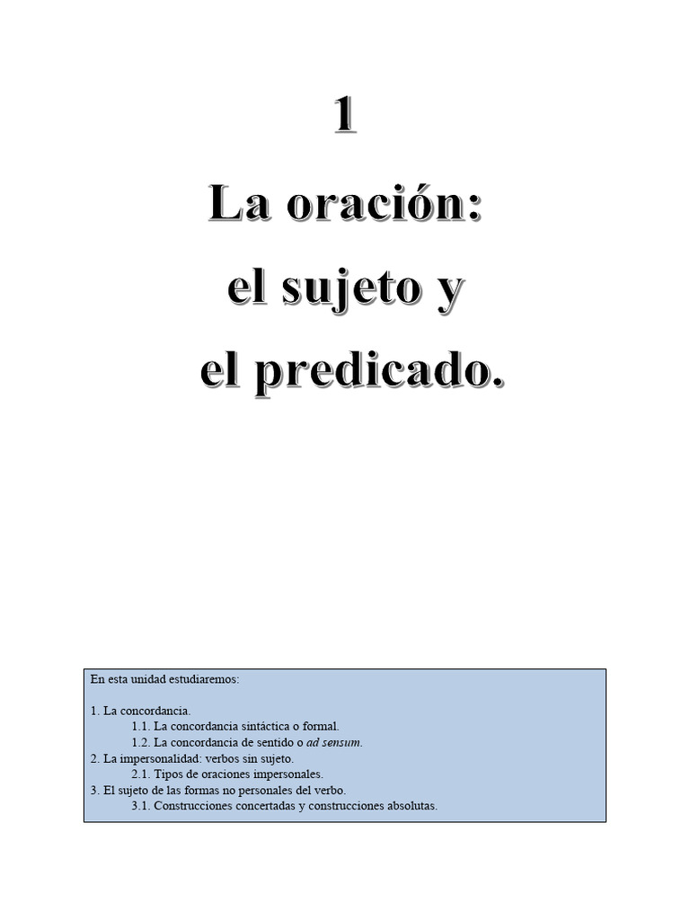 Concordancia y sujeto en español | PDF | Asunto (gramática) | Verbo