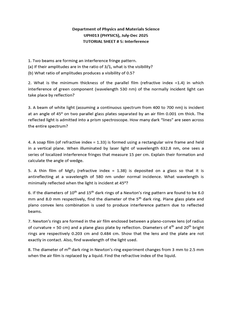 Tutorial Sheet 5 | PDF