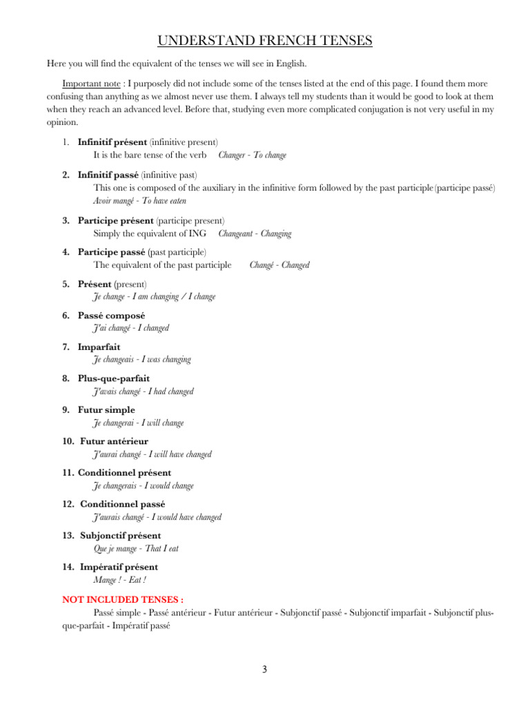 Common French Verb Tenses Explained | PDF