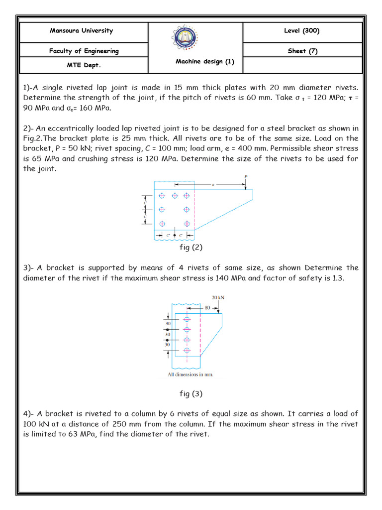 Riveted Joint Design Calculations | PDF