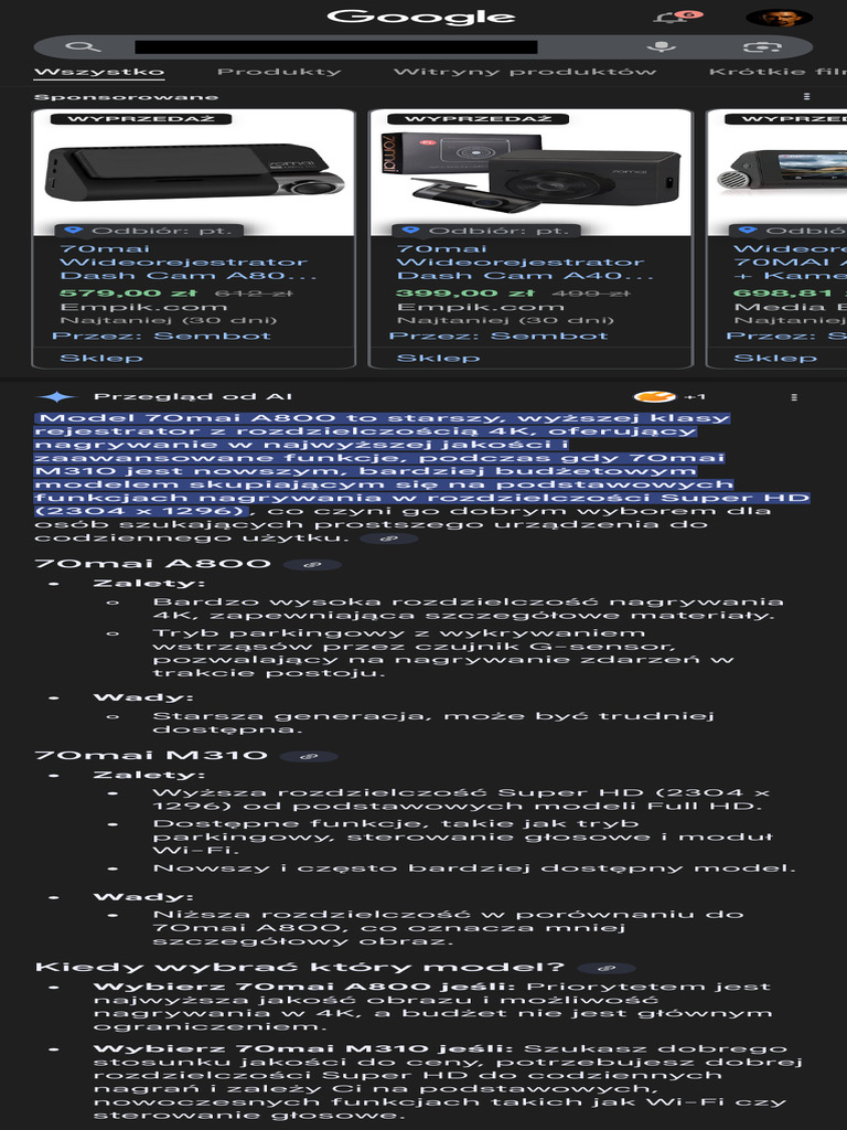 70mai a800 vs m310 - Szukaj w Google | PDF