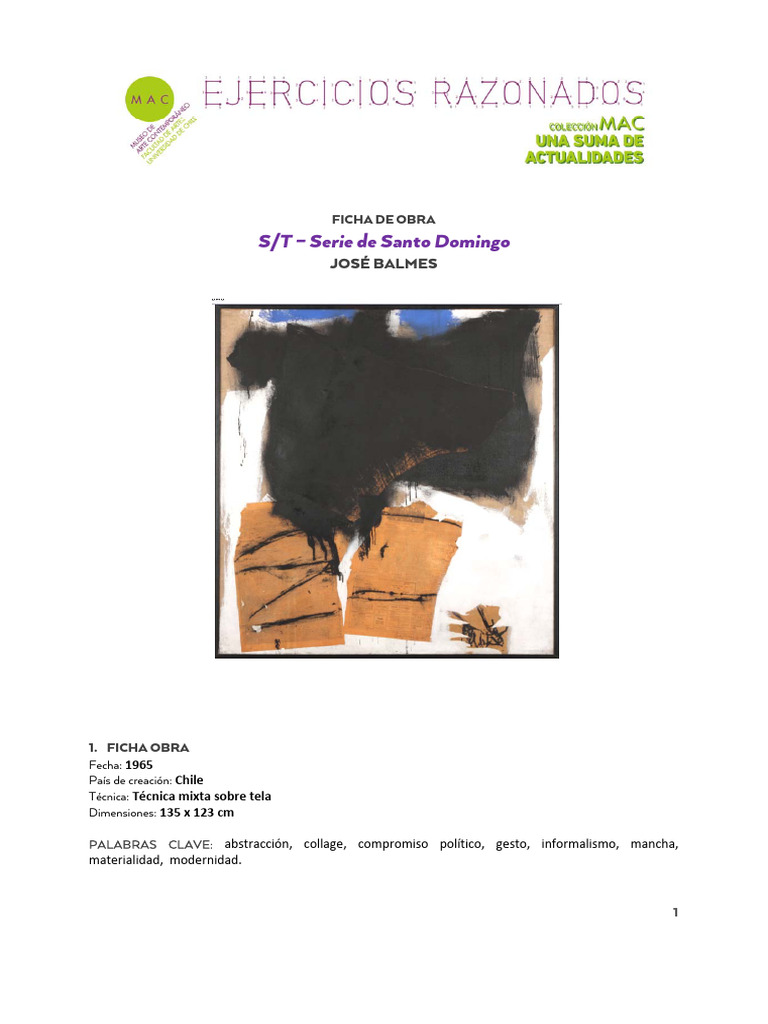 Ficha de Obra Sin Titulo Serie de Santo Domingo Jose Balmes | PDF | Las ...