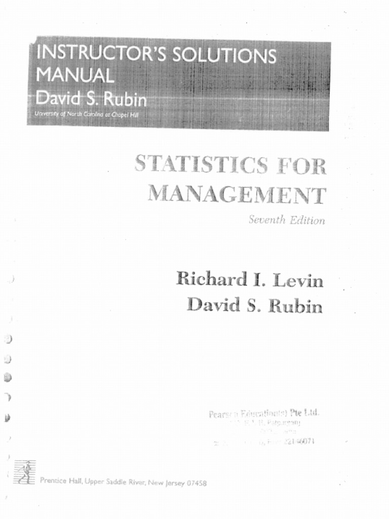 Statistics For Management 8th Edition Solutions Manual | PDF