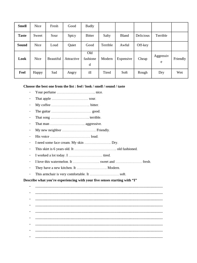 Five Senses Exercise | PDF