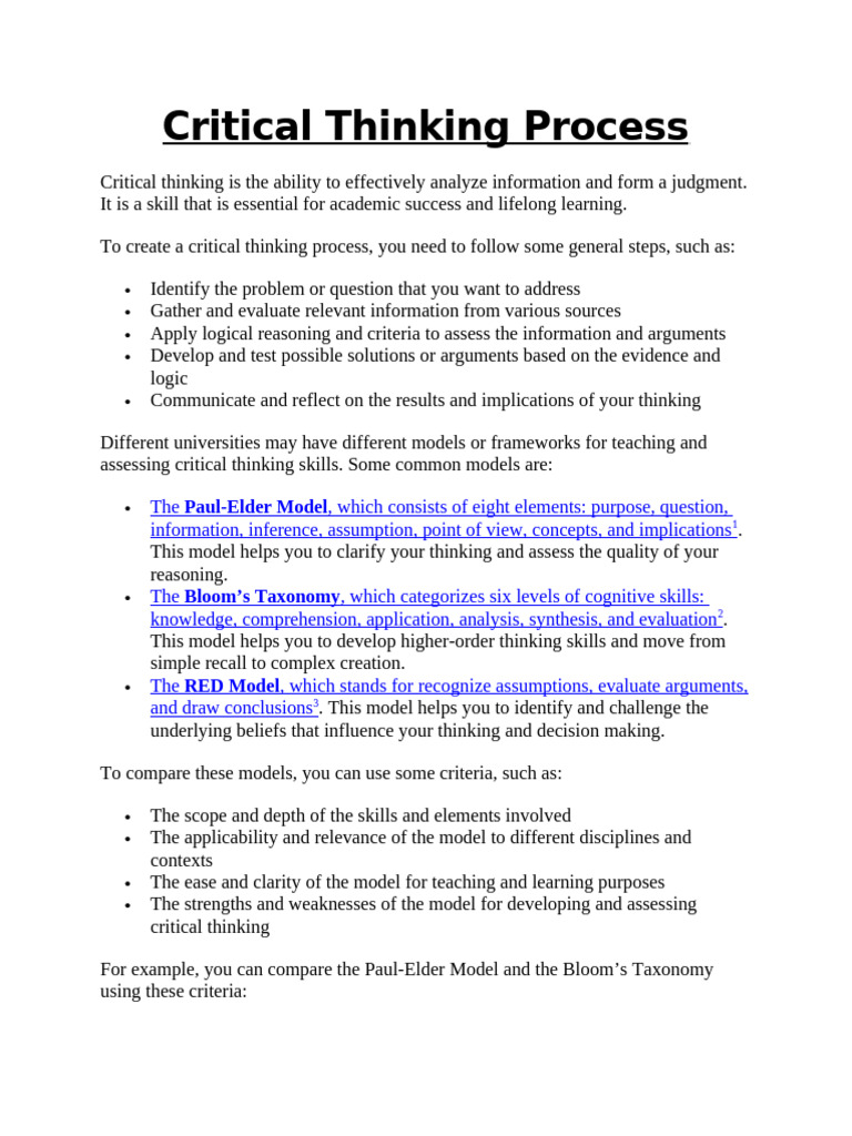Critical Thinking Process | PDF | Critical Thinking | Thought
