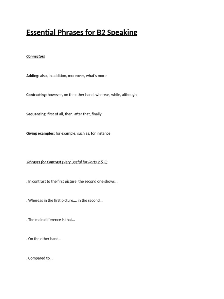 Essential Phrases For B2 SPEAKING-WPS Office | PDF