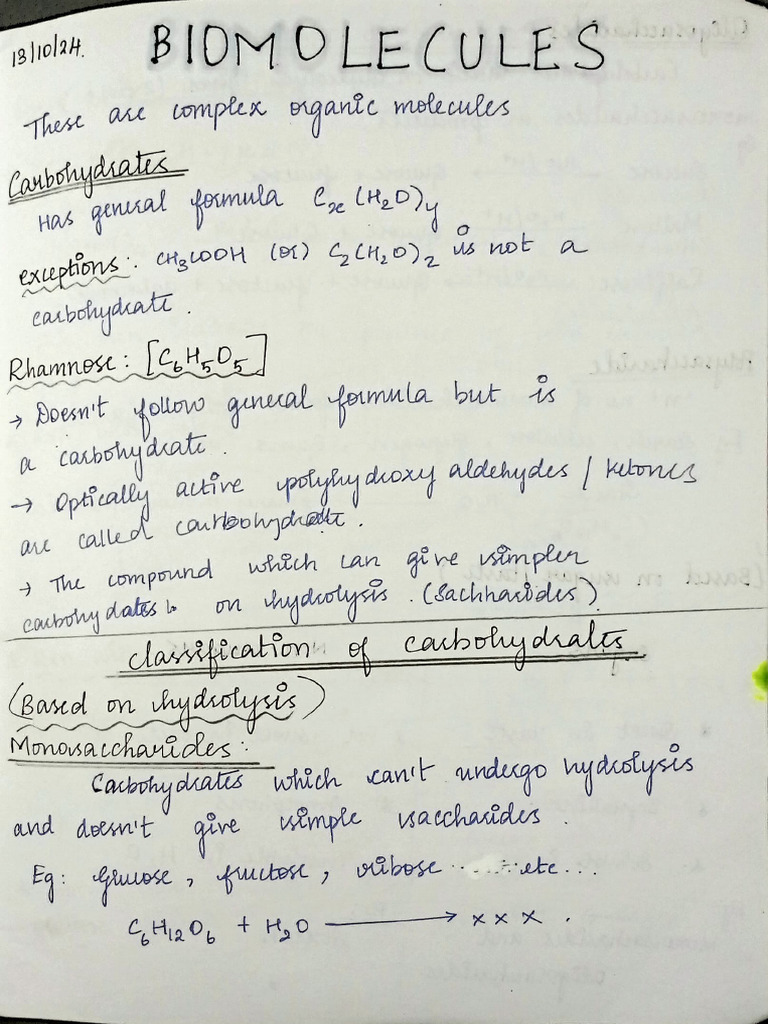 Biomolecules Complete Notes by Rakshitha | PDF