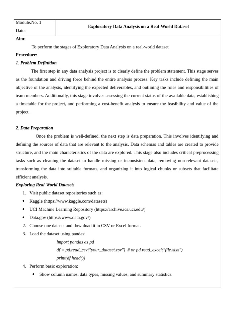 DEV Lab Manual Module 1 1754368858187 | PDF | Data Analysis | Data