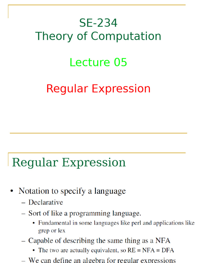SE-224-Lecture-05 Regular Expression | PDF