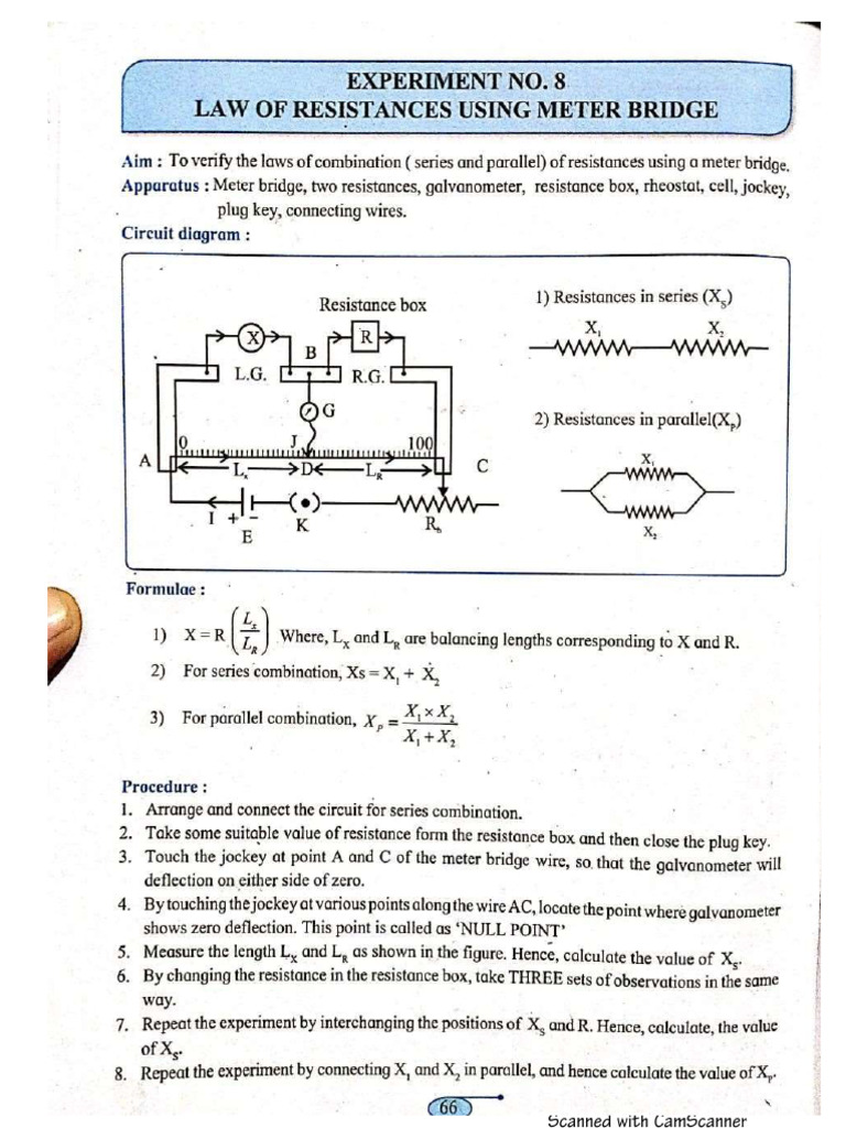 Exp.8 Law of Resistance Using Meter Bridge | PDF
