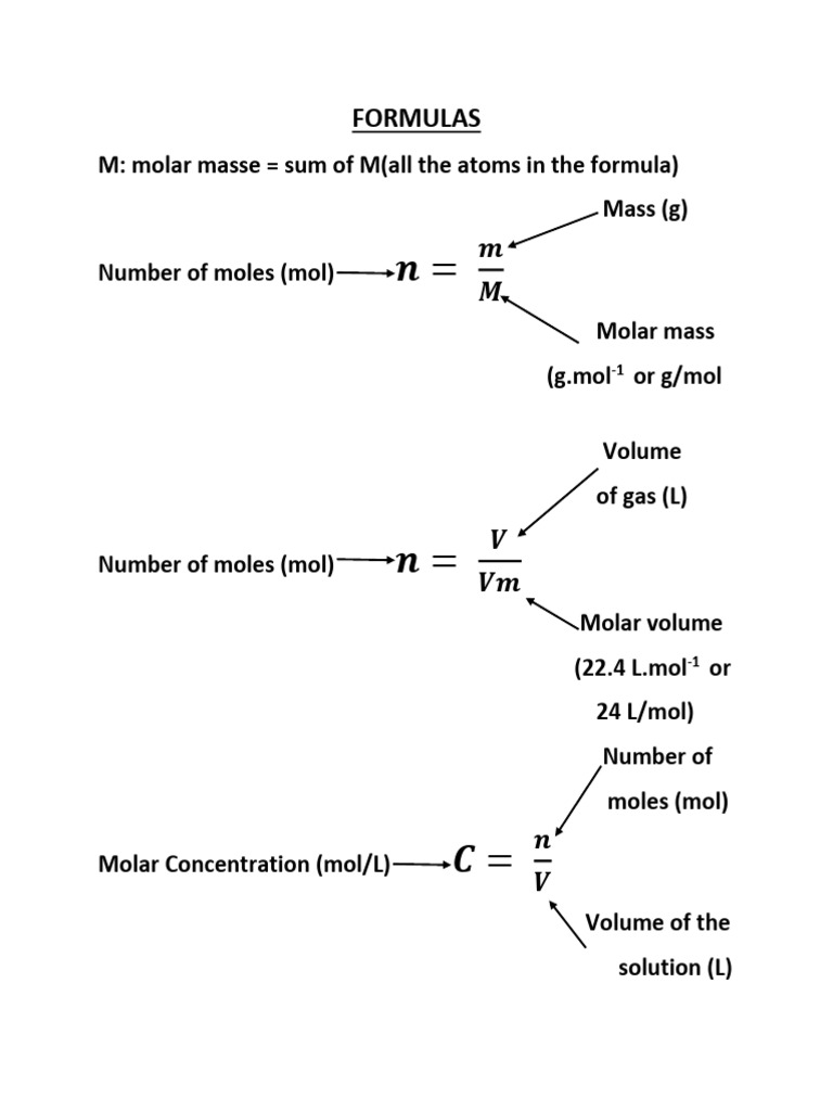 Essential Chemistry Formulas Explained | PDF