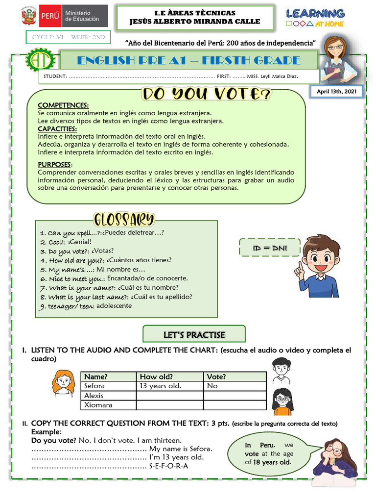 Worksheet For Cycle Vi Week 2 | PDF