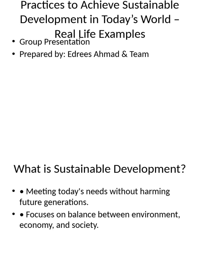 Sustainable Development Presentation | PDF