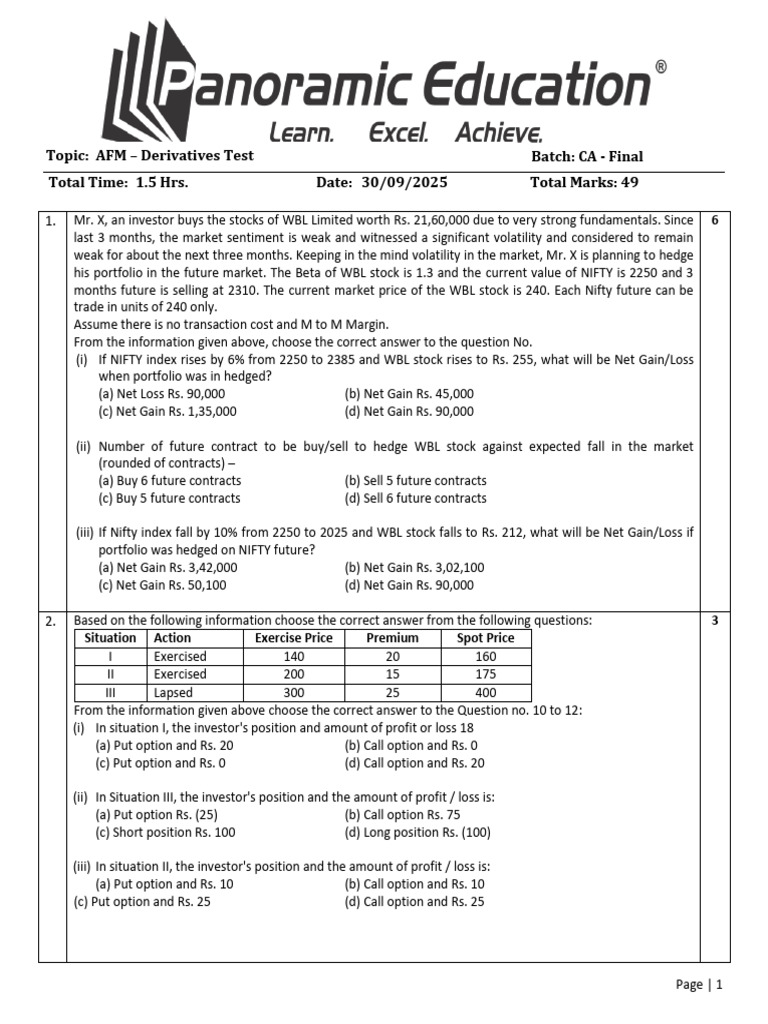 Derivatives Portfolio Hedging Strategies | PDF | Option (Finance ...
