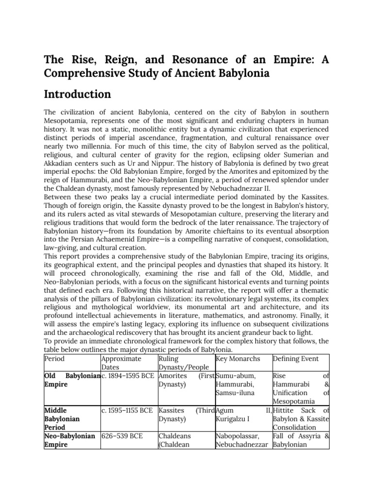 Babylonian Empire: Rise and Legacy | PDF | Babylonia | Nebuchadnezzar Ii