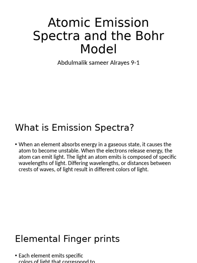 Atomic Emission Spectra and The Bohr Model | PDF