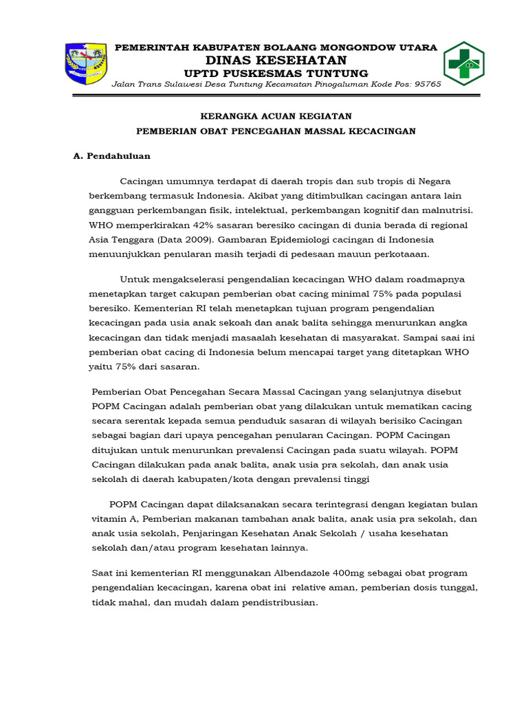 KAK Kecacingan | PDF