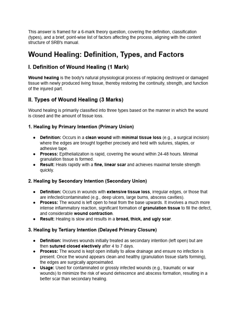 Define Wound Healing Types and Factors Affecting W.. | PDF | Wound ...