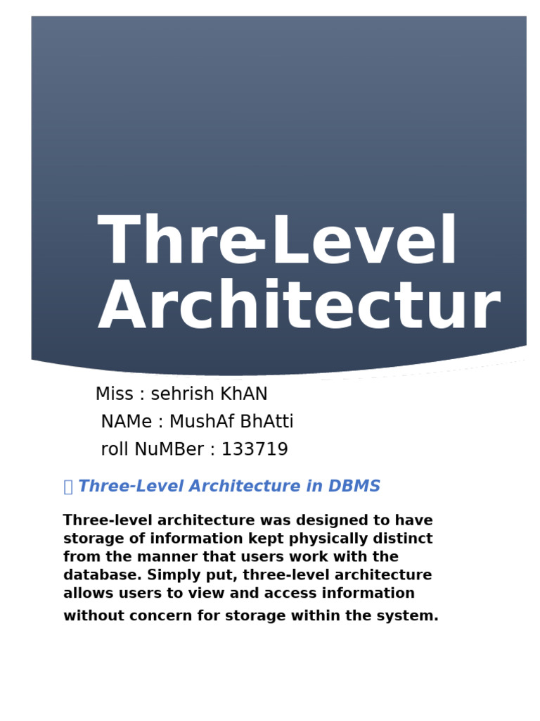 Three-Level Architecture in DBMS (133719 | PDF | Databases | Relational ...
