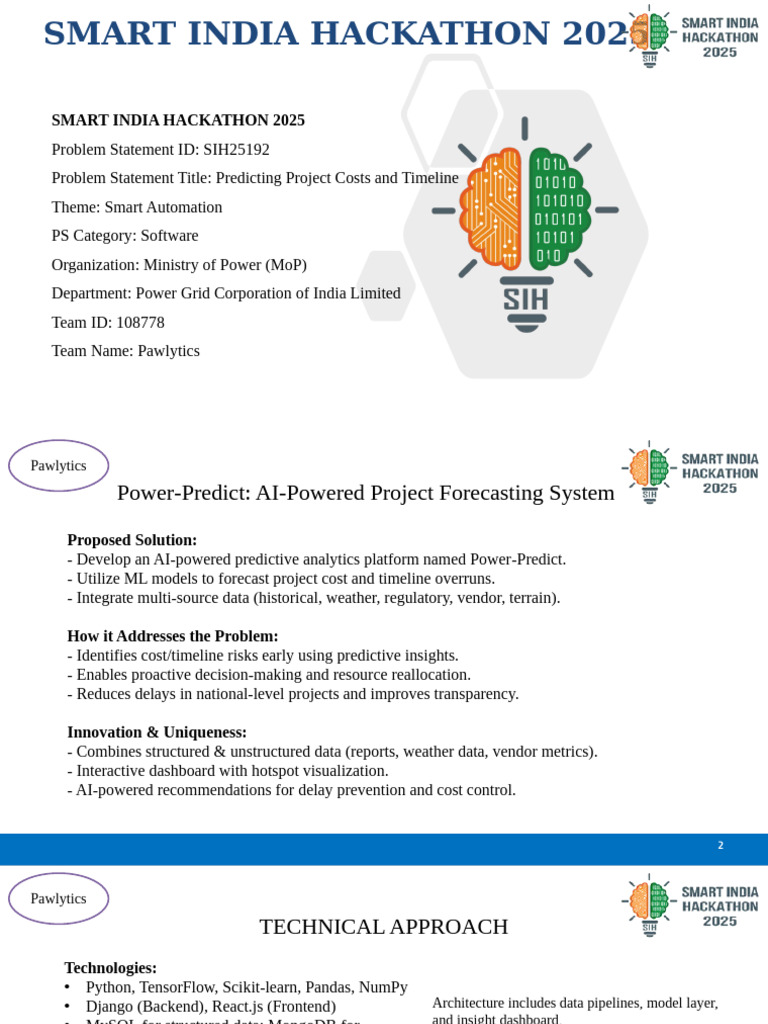 PowerPredict SIH2025 Presentation | PDF | Machine Learning | Prediction