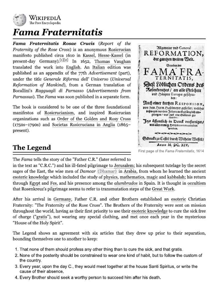 Fama Fraternitatis Wiki | PDF