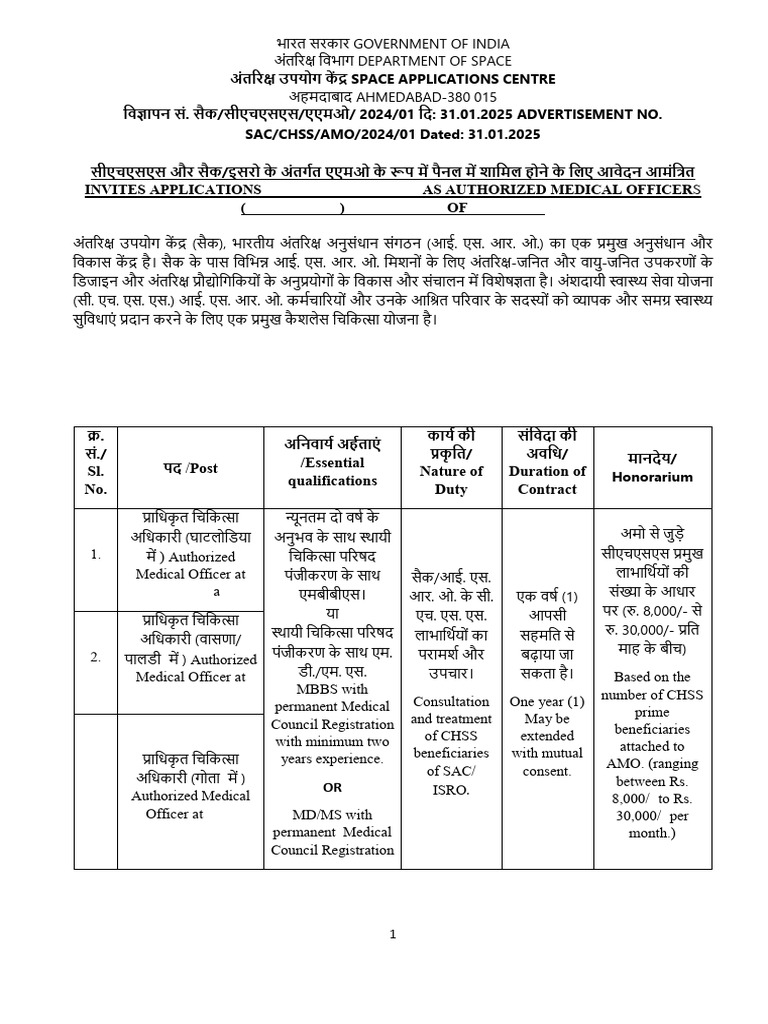 AMO Advt With Application Form | PDF