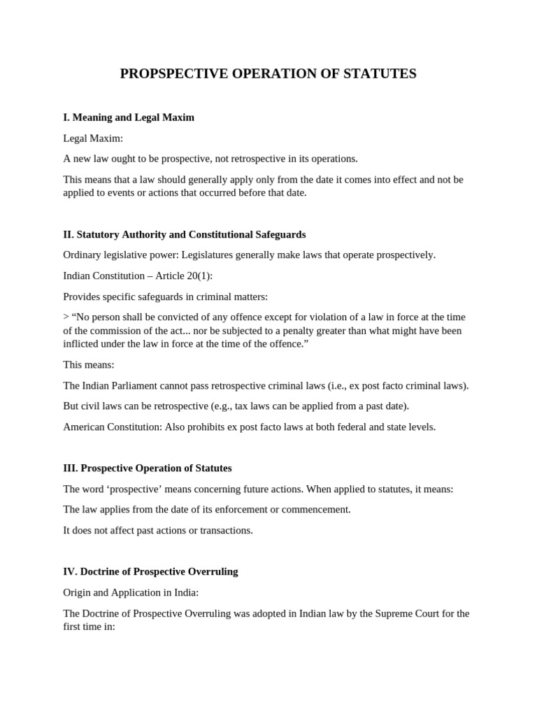 Propspective Operation of Statutes | PDF | Ex Post Facto Law ...