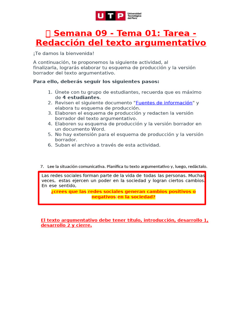 ? Semana 09 - Tema 01 Tarea - Redacción del texto argumentativo( redaccion 2)_ | PDF | Juez ...
