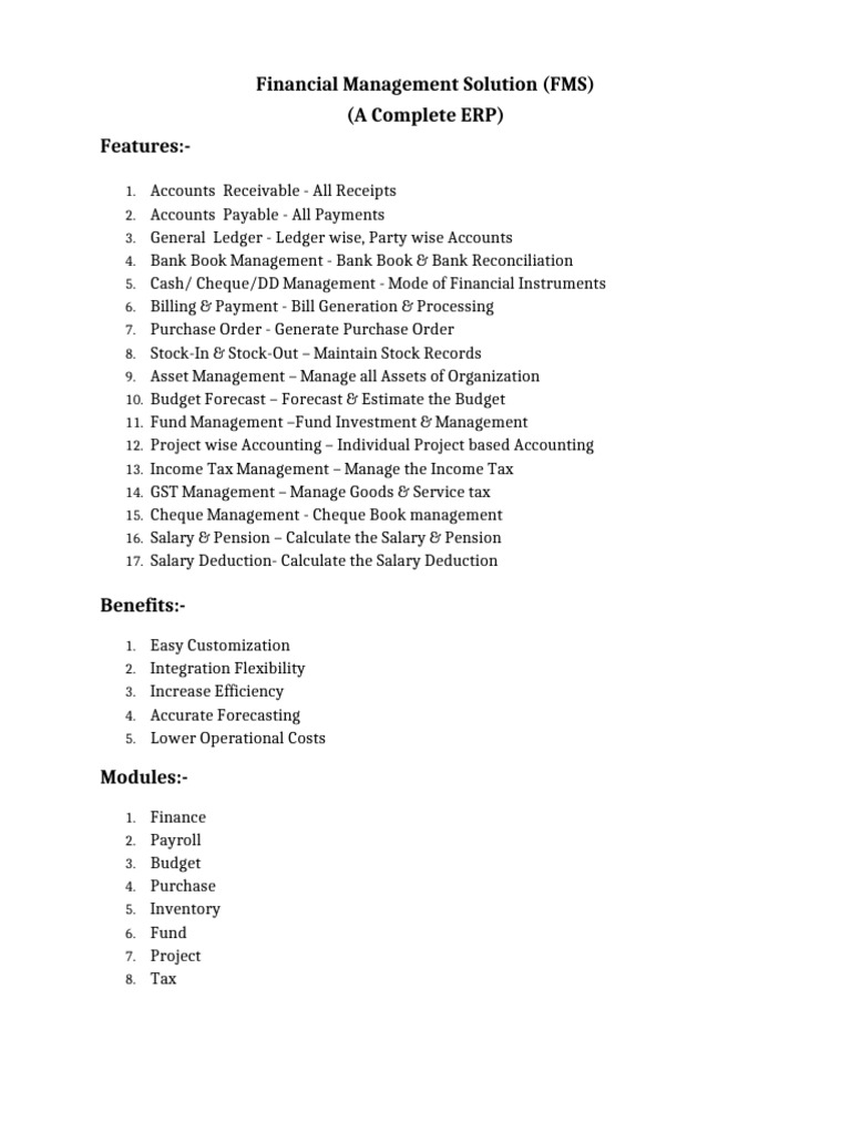 FMS Template Overview and Features | PDF
